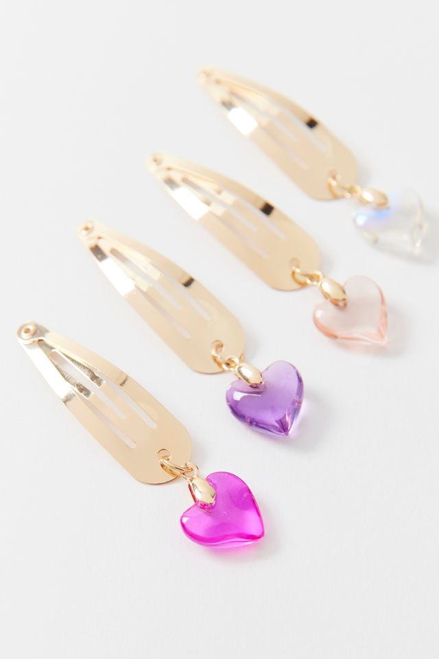 Heart Charm Snap Clip Set | Urban Outfitters