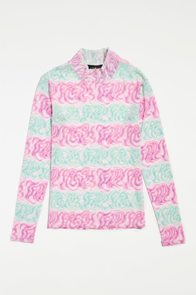 Teddy Fresh Digital Print Mesh Mock Neck Top | Urban Outfitters