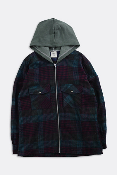 Frankie Collective Rework Hooded Flannel 070 | Urban Outfitters