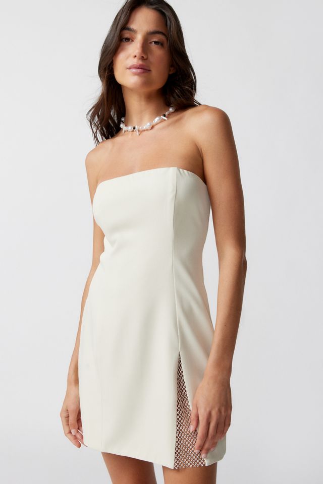 Rare London Diamante Mesh-Inset Mini Dress | Urban Outfitters