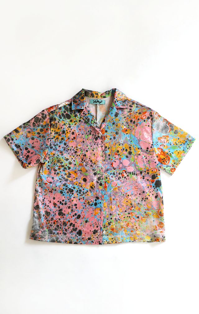 Lefty Inverted Multicolored Marbled Button Down | Urban Outfitters