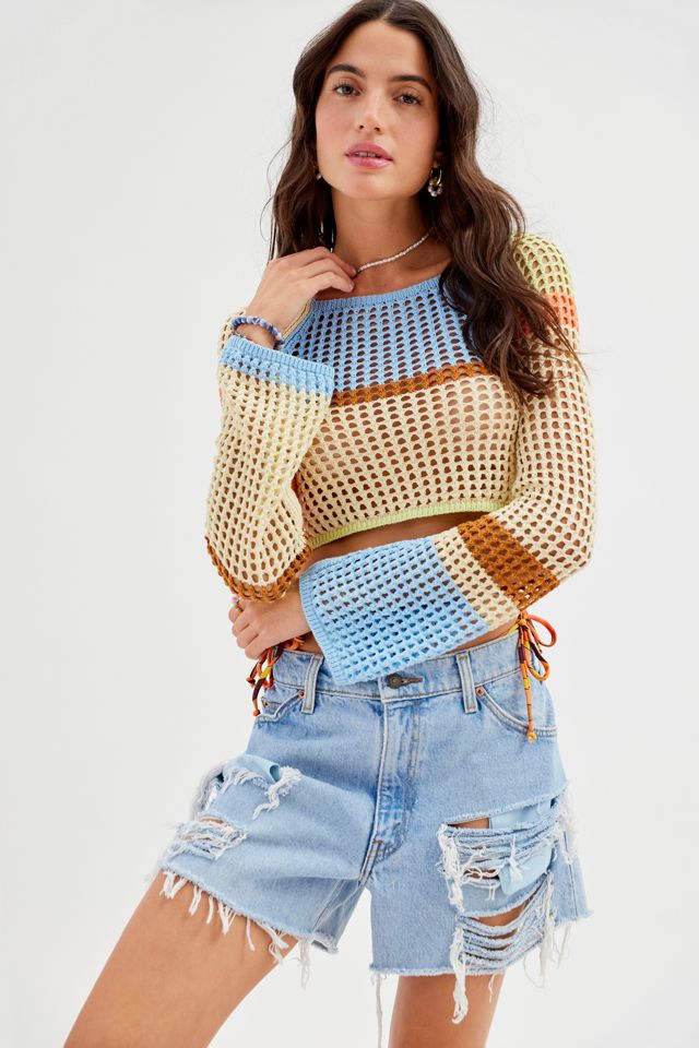 UO Chloe Cropped Open-Knit Sweater | Urban Outfitters Canada