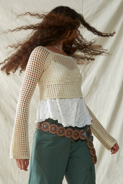 UO Chloe Cropped Open-Knit Sweater | Urban Outfitters Canada