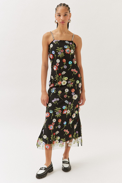 Sister Jane Dream Curtsey Floral Embroidered Midi Dress | Urban Outfitters