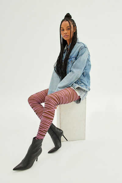 Urban Outfitters Lots Of Lines Sheer Tight In Black + Pink | ModeSens