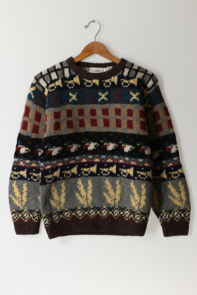 Vintage Eagles Eye Hand Knit Shetland Wool Crewneck Sweater | Urban ...
