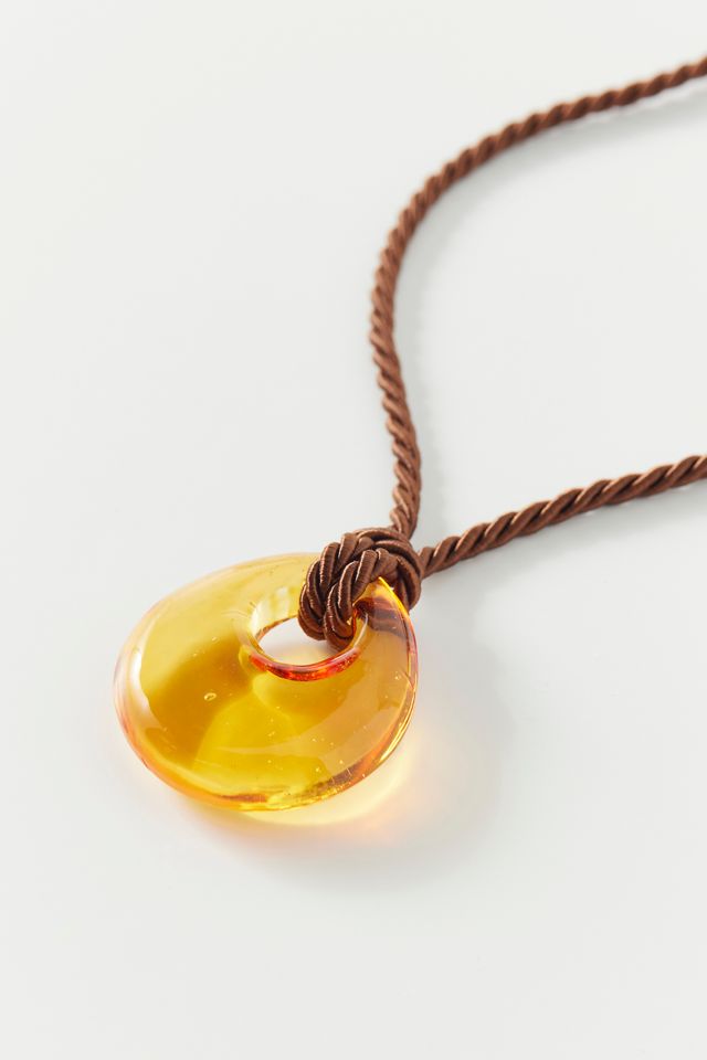 Phoebe Glass Pendant Corded Choker Necklace | Urban Outfitters