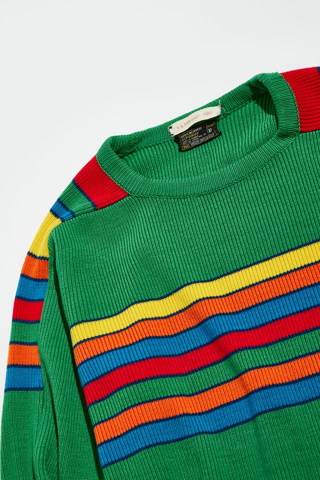 Vintage Color Pop Stripe Crew Neck Sweater | Urban Outfitters