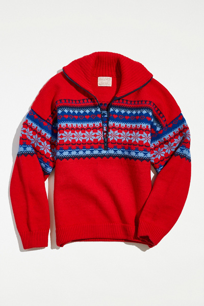Vintage Quarter Zip Fair Isle Sweater | Urban Outfitters
