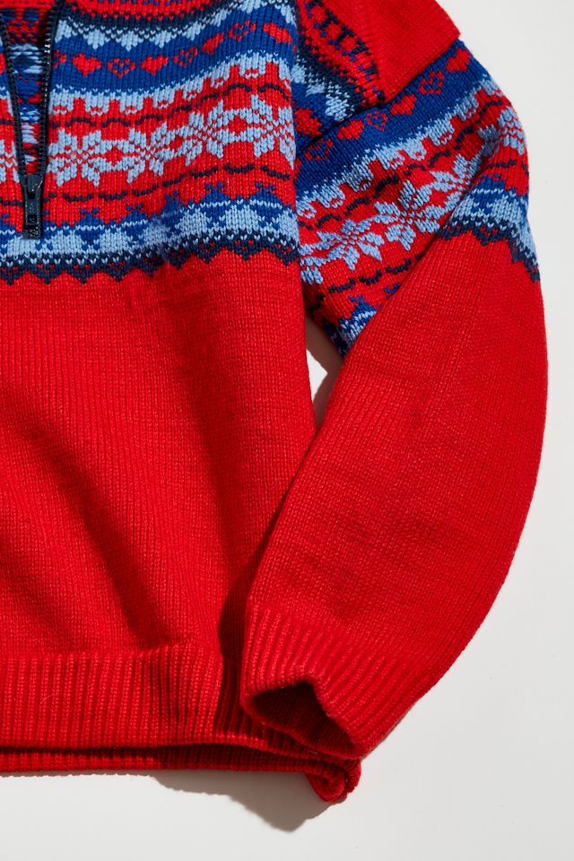 Vintage Quarter Zip Fair Isle Sweater | Urban Outfitters Canada