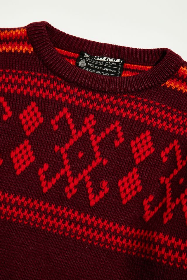 Vintage Patterned Crew Neck Sweater | Urban Outfitters