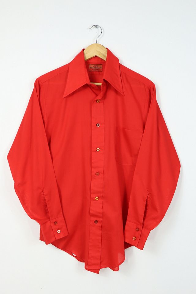 Vintage Sheer Red Button-Down | Urban Outfitters