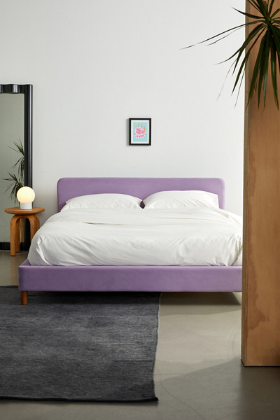 Urban Outfitters Riley Velvet Platform Bed In Lavender | ModeSens