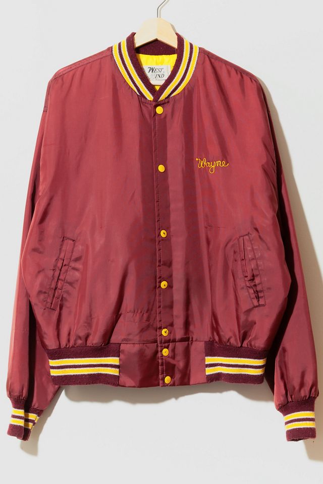 Vintage 1980s Wayne Stitch Maroon Bomber Jacket | Urban Outfitters