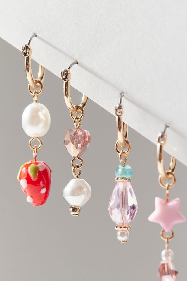 Beaded Mismatch Hoop Earring Set | Urban Outfitters