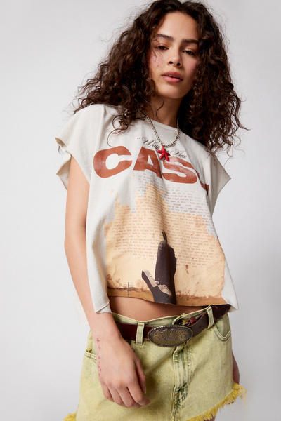 Johnny Cash Cropped Muscle Tee | Urban Outfitters