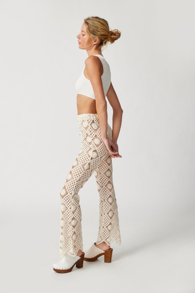 UO Luce Del Sol Semi-Sheer Crochet Pant | Urban Outfitters