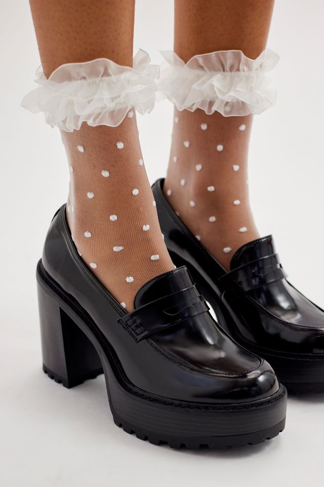 MeMoi Polka Dot Lace Trouser Sock | Urban Outfitters