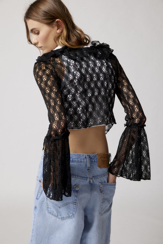Uo Gossamer Crochet Flyaway Top Urban Outfitters