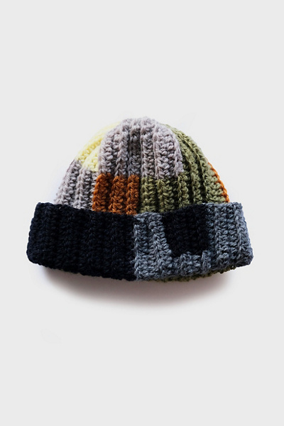MARVES new york Upcycled Scrap Yarn Crochet Wool Beanie Co.Dutch Cacoa ...