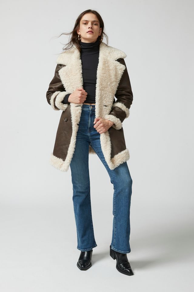 NVLT Double-Breasted Faux Shearling Jacket | Urban Outfitters