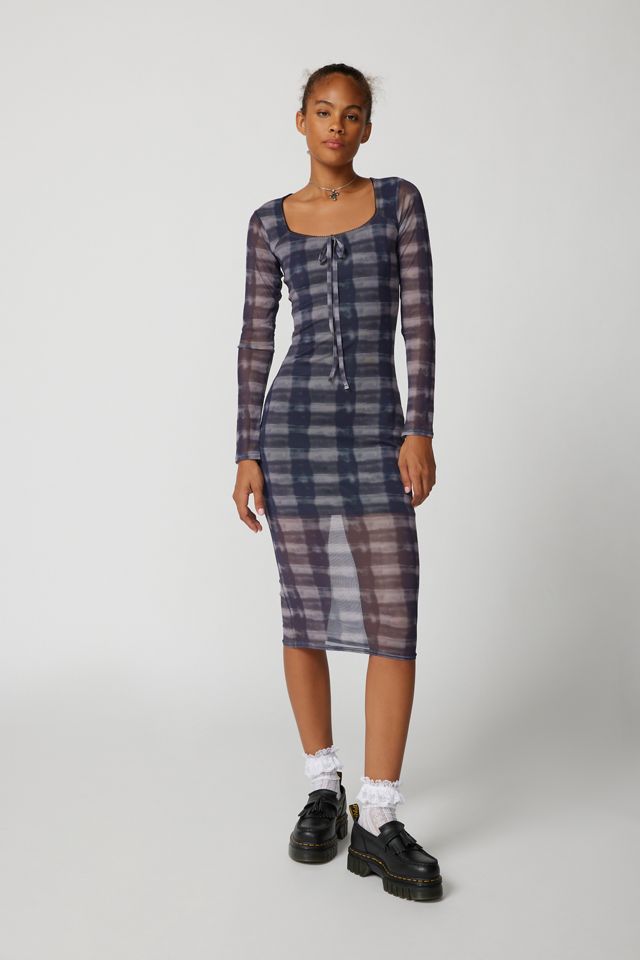 Daisy Street Mesh Long Sleeve Midi Dress | Urban Outfitters