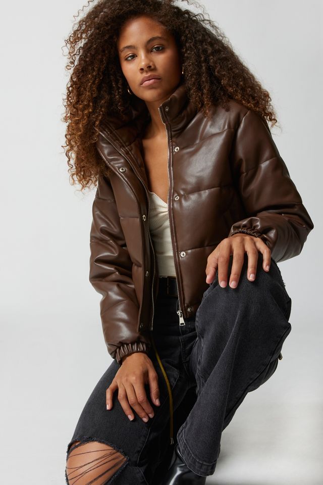 Glamorous Faux Leather Puffer Jacket | Urban Outfitters