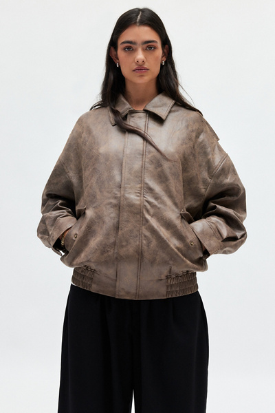 Lioness Kenny Faux Leather Bomber Jacket | Urban Outfitters Canada