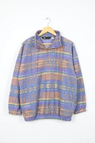 Vintage Quarter Zip Pattern Fleece Jacket | Urban Outfitters