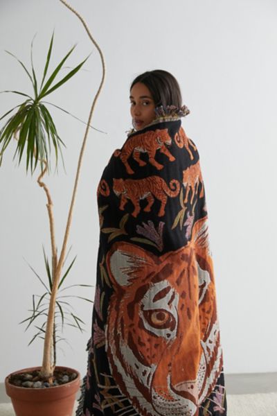 Calhoun & Co. Tiger Parade Tapestry Throw Blanket | Urban Outfitters