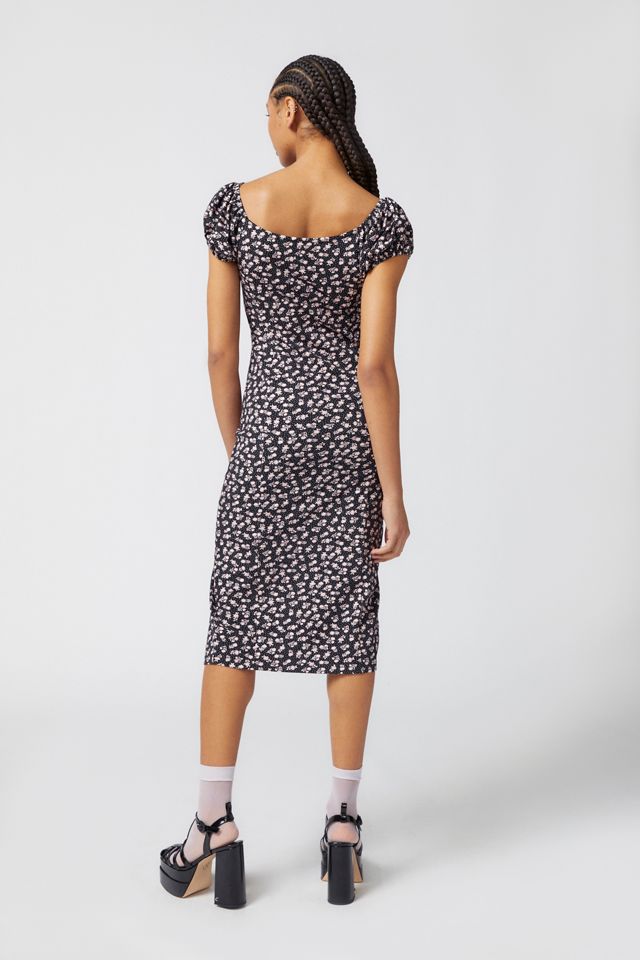 Betsey Johnson Ditzy Dotted Floral Midi Dress | Urban Outfitters