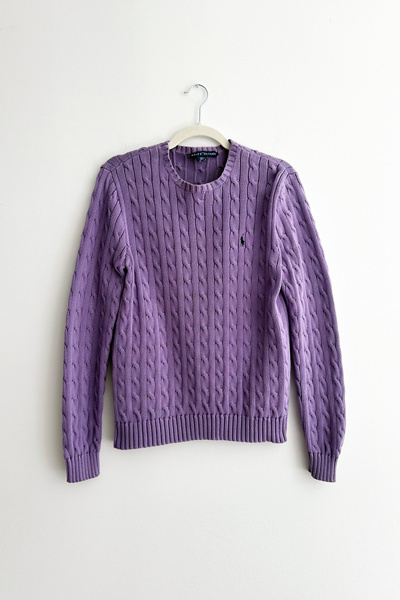 Vintage Polo Ralph Lauren Purple Cable Knit Sweater | Urban Outfitters