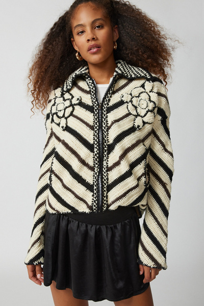 Mandinga Knit Diamond Zip-Up Jacket | Urban Outfitters