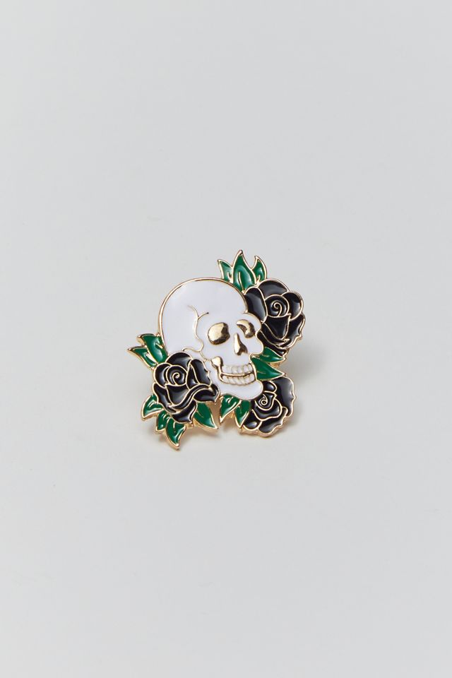 Skull & Roses Enamel Pin | Urban Outfitters Canada