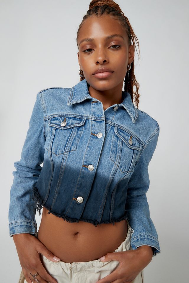 Urban Renewal Remade Dip Dye Cropped & Frayed Denim Jacket | Urban ...