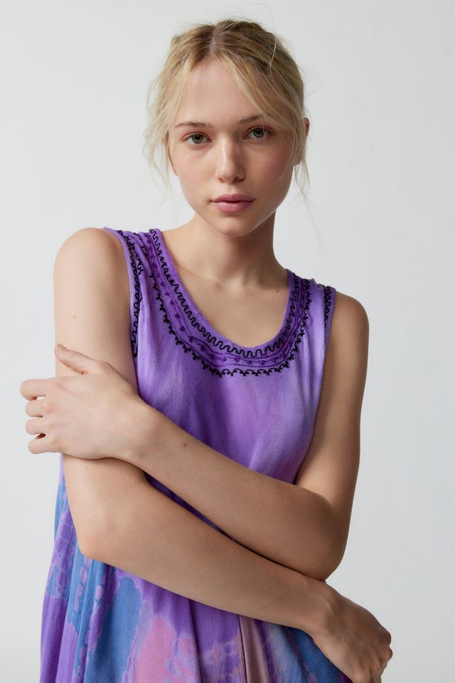 Urban Renewal Vintage Dye Tech Embroidered Dress | Urban Outfitters
