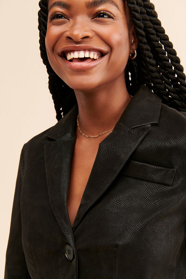 4SI3NNA Cropped Snake Print Blazer | Urban Outfitters