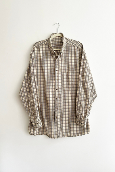 Vintage Neutral Plaid Oversized Flannel | Urban Outfitters