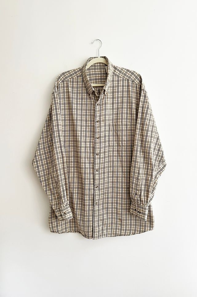 Vintage Neutral Plaid Oversized Flannel | Urban Outfitters
