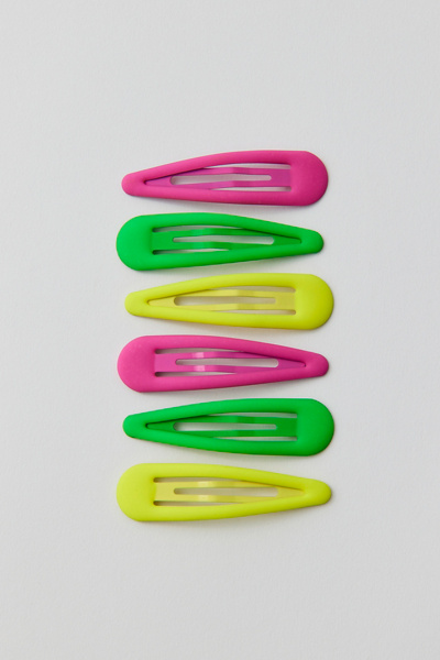 Matte Neon Snap Clip 6-Pack Set | Urban Outfitters