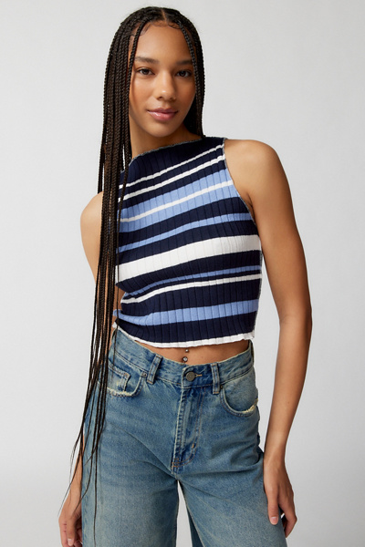 Urban Renewal Remade Lettuce Edge Stripe Tank Top | Urban Outfitters