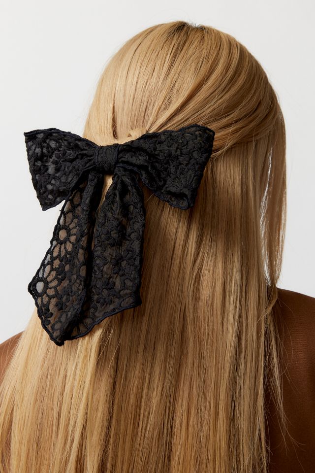 Embroidered Floral Hair Bow Barrette | Urban Outfitters