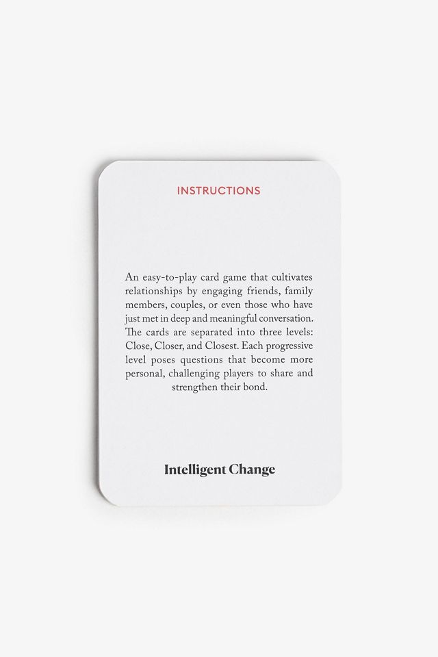 Let's Get Closer Card Game by Intelligent Change | Urban Outfitters Let's Get Closer Card Game by Intelligent Change | Urban Outfitters