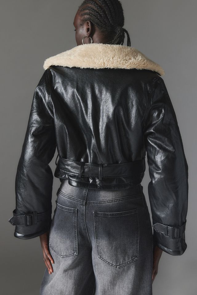 Lioness Off Duty Faux Leather & Faux Fur Jacket | Urban Outfitters