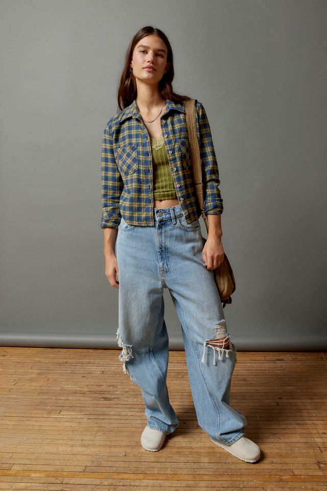 BDG Dakota Cropped Flannel Button-Down Shirt | Urban Outfitters