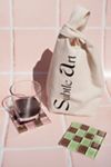 Subtle Art Studios Chocolate Checkered Glass Tile Coaster | Urban Outfitters