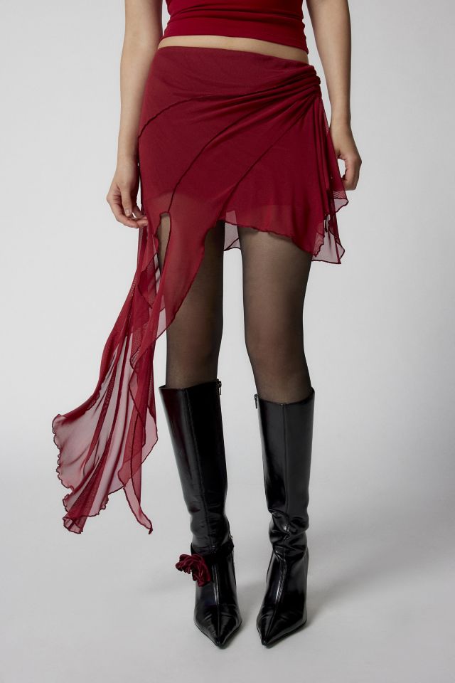 Uo Charlie Sheer Mesh Asymmetrical Mini Skirt Urban Outfitters Canada
