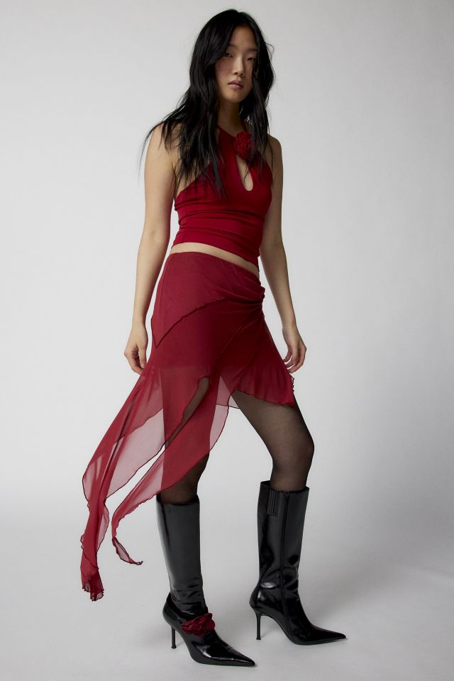 Uo Charlie Sheer Mesh Asymmetrical Mini Skirt Urban Outfitters Canada
