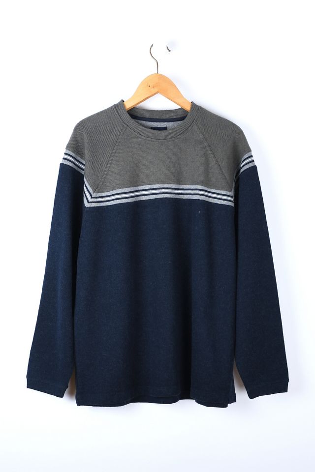 Vintage Y2k Dark Green & Slate Blue Striped Sweatshirt | Urban Outfitters