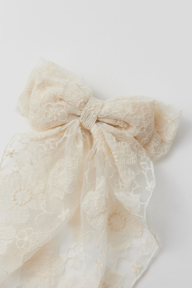 Large Flower Lace Hair Bow Barrette | Urban Outfitters